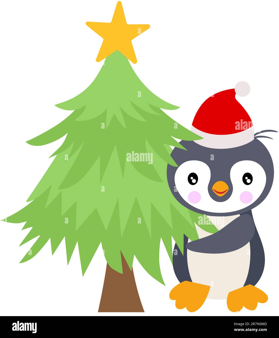 Cartoon penguin christmas tree isolated Cut Out Stock Images & Pictures ...