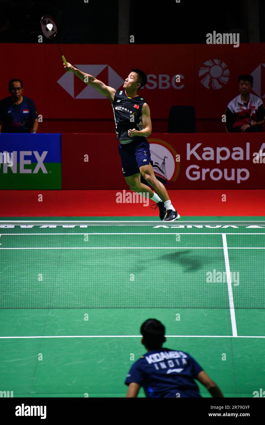 Jakarta, Indonesia. 14th June, 2023. China's Lu Guangzu (Top) hits a ...