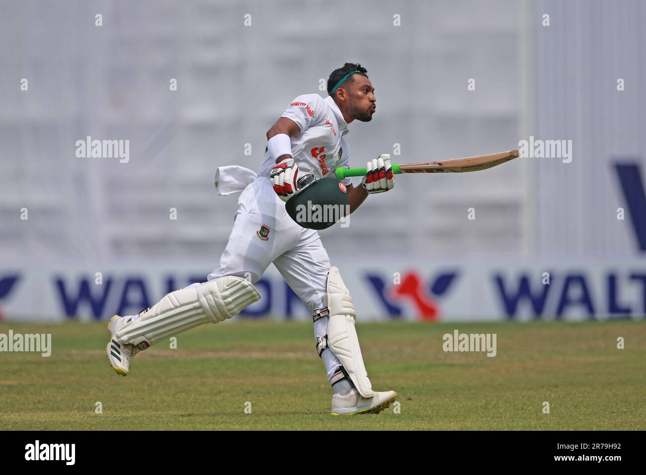 bangladeshi batter nazmul Hasan Shanto celebrates his hundred runs ...