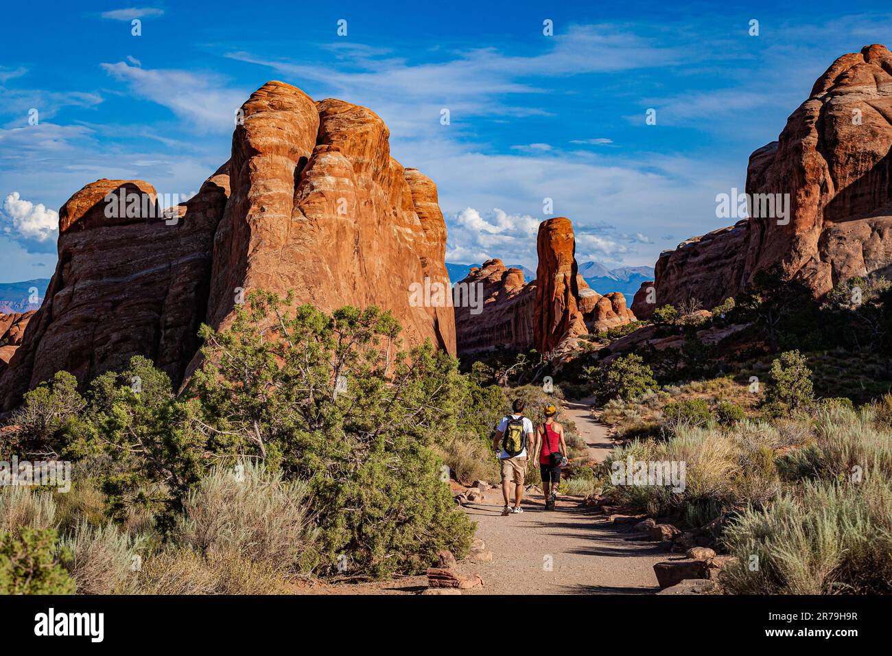 A walk among the towers of the Arches National Parks Utah. The park has ...