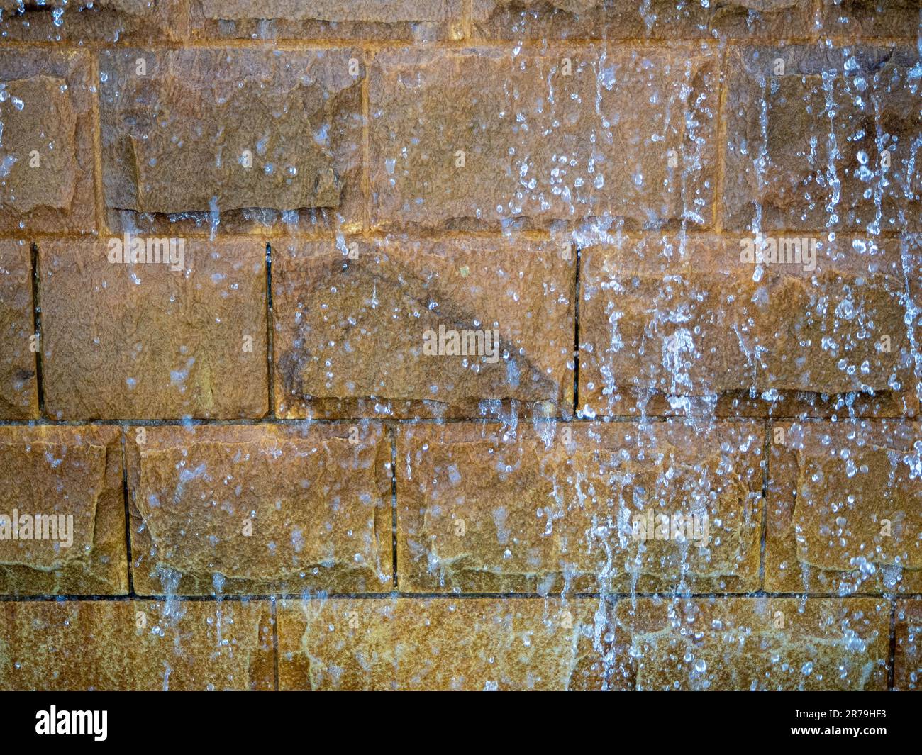 Water cascading over a wall on the cascade water feature in Alnwick ...