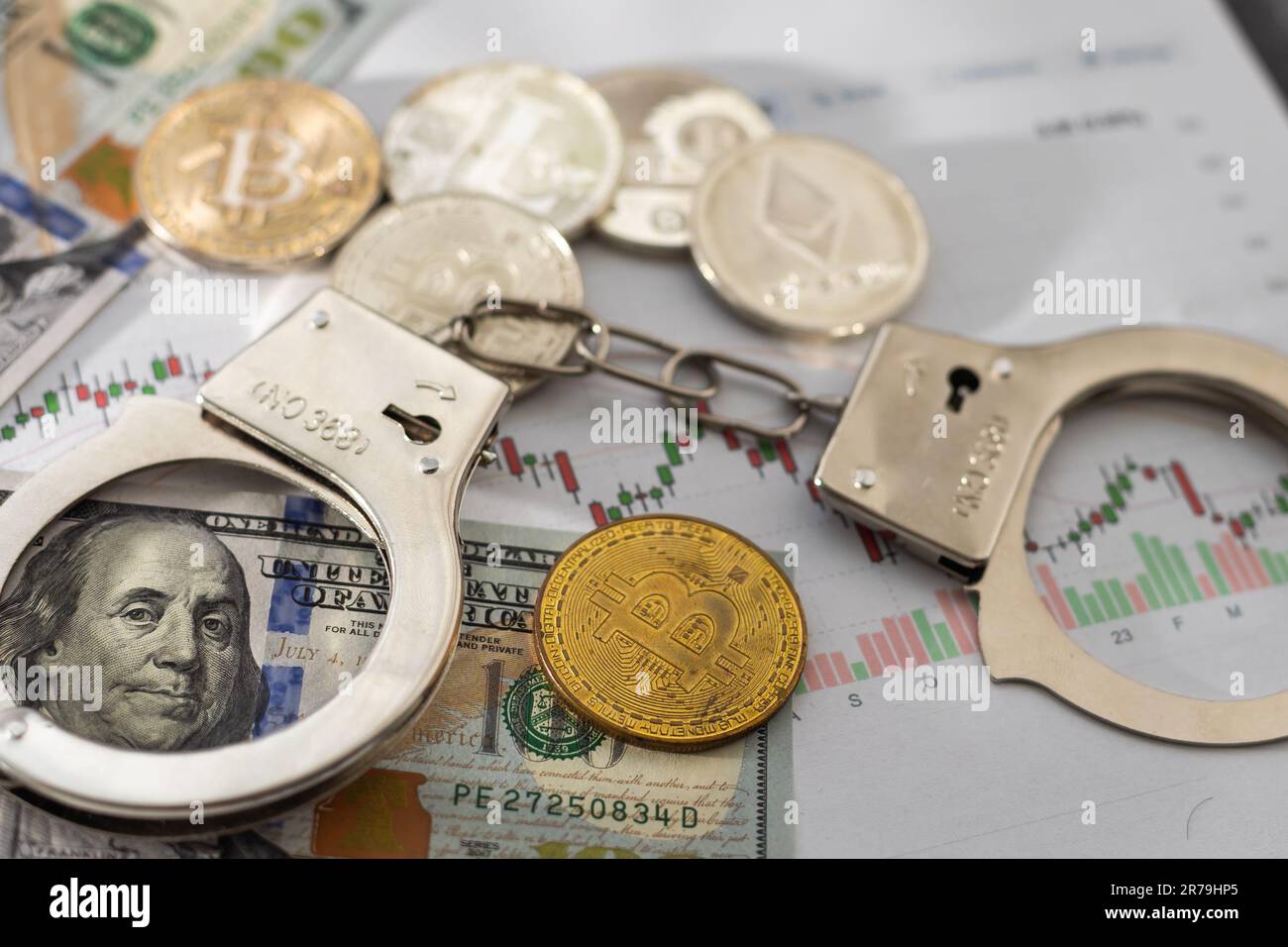 Dirty Money, cash end handcuffs Stock Photo - Alamy