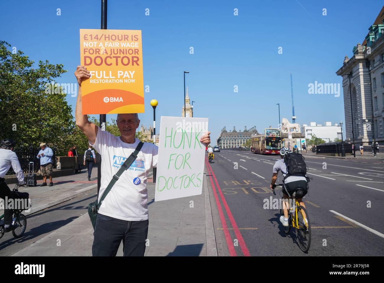 London UK. 14 June 2023 . Junior doctors from the (BMA) British Medical ...