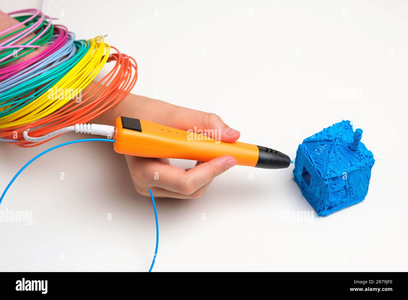 Teen Girl Using 3d Pen. Printing with Colored Plastic Wire Filament ...