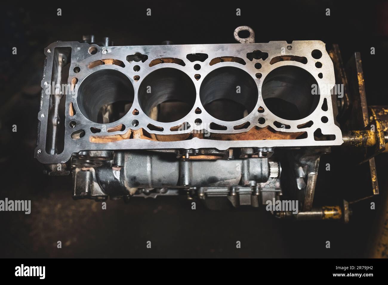 Disassembled cylinder block. Engine repair services, Close-up Stock ...