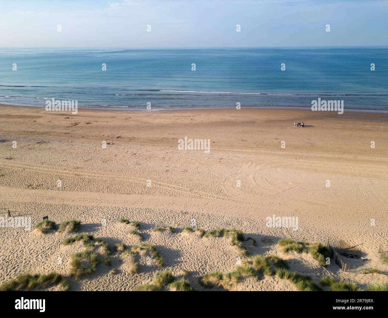 aerial view of the large beach and sand dunes at Camber sands on the ...