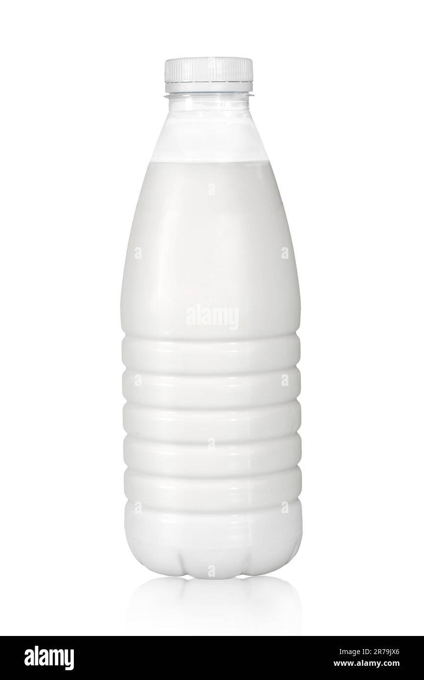 Plastic bottle of milk isolated on a white background Stock Photo - Alamy