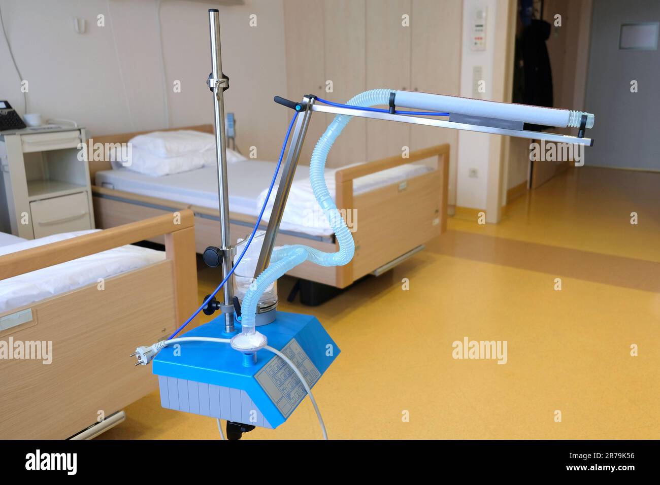 Medical inhaler in a hospital room, close up. Medical healthcare ...