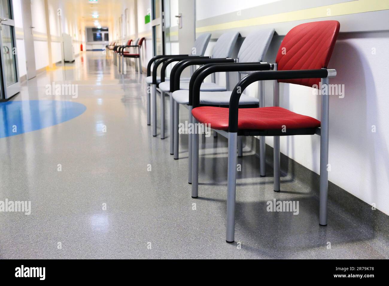 Chairs in the hallway of the hospital. Hospital interior Stock Photo ...