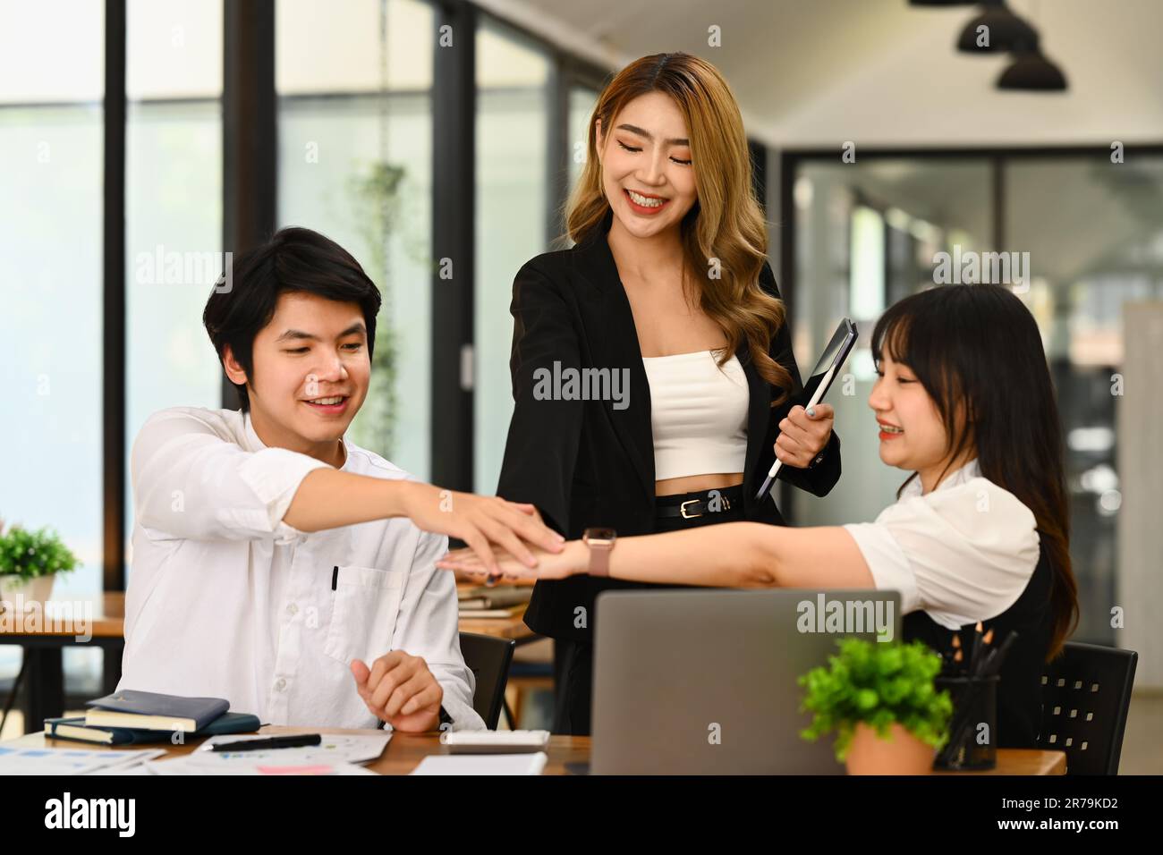 Successful businessman celebrating completion hi-res stock photography ...