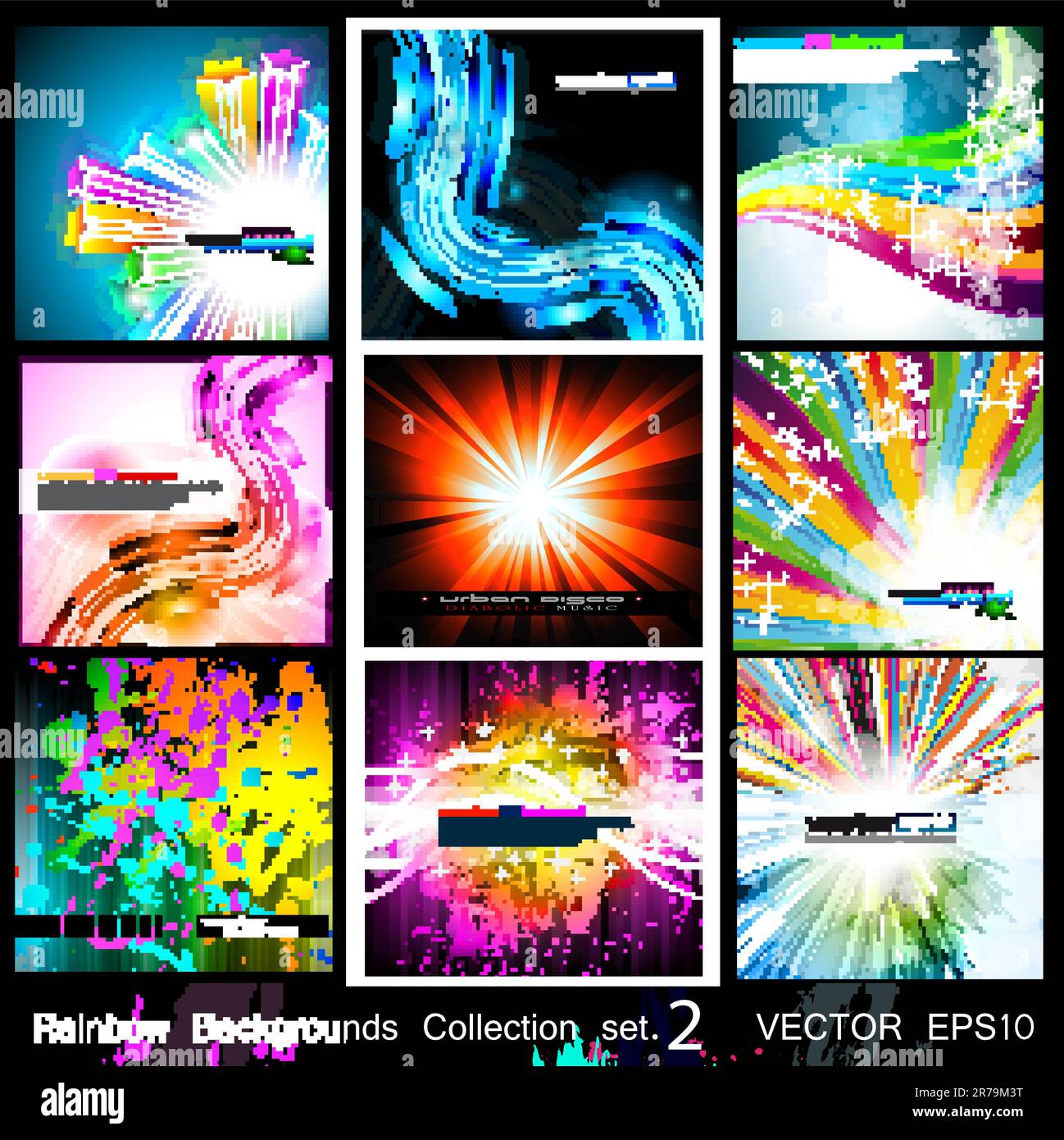 Rainbow Backgrounds Collection - 9 Flyer or brochures with colorful ...