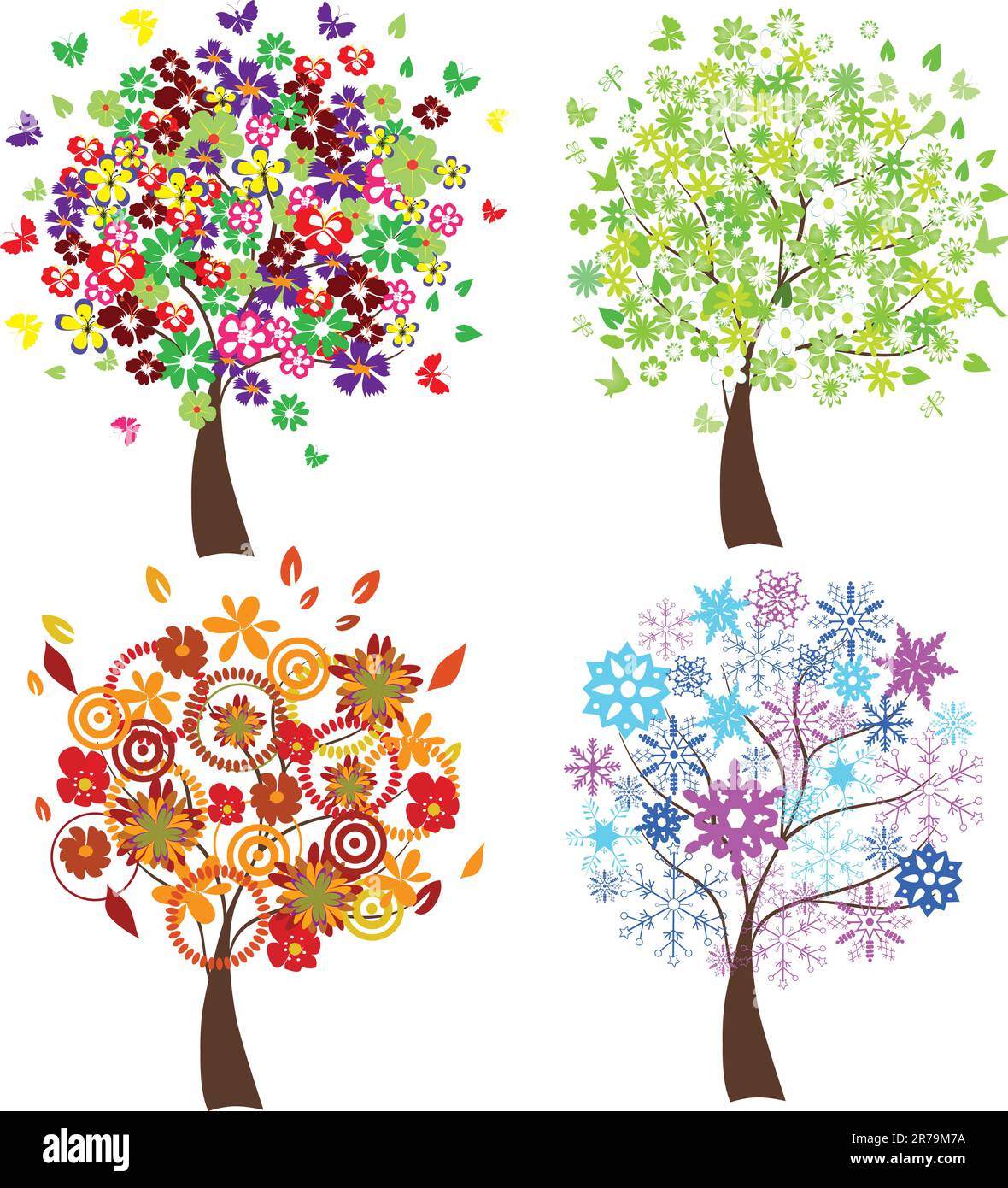 vector illustration of four season trees Stock Vector Image & Art - Alamy