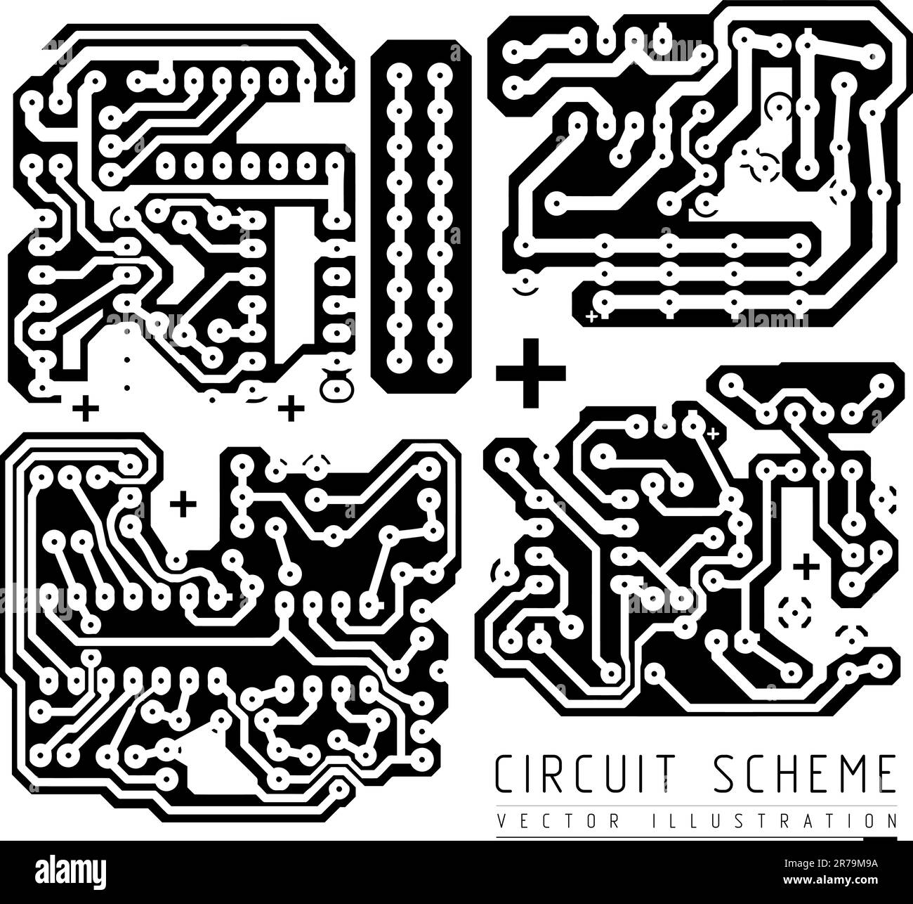 Printed Circuit Board Vector Illustration Isolated On White Background Stock Vector Image And Art