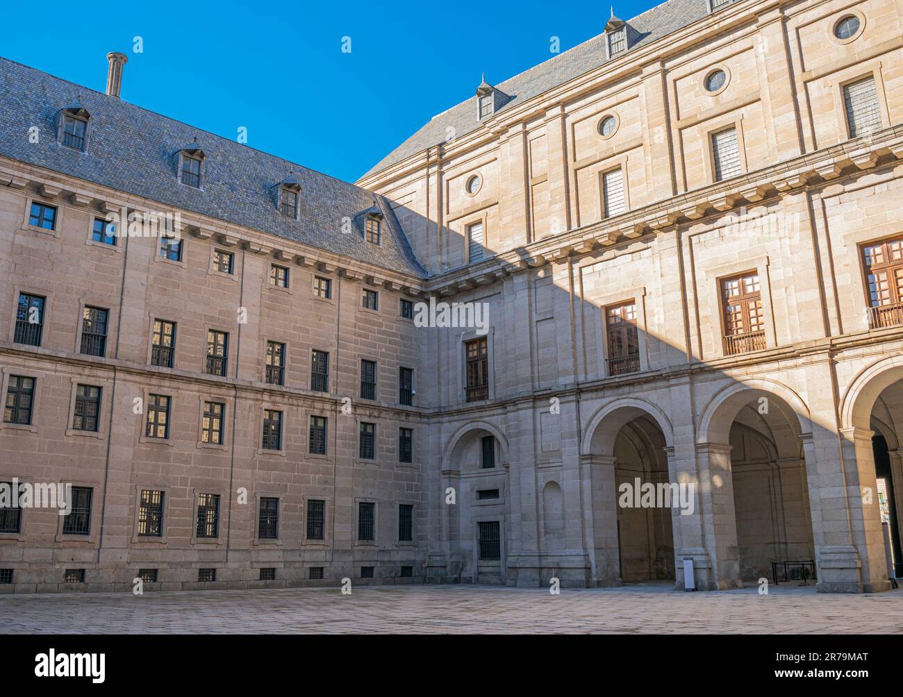 The entrance courtyard to the royal monastery of San Lorenzo de El ...