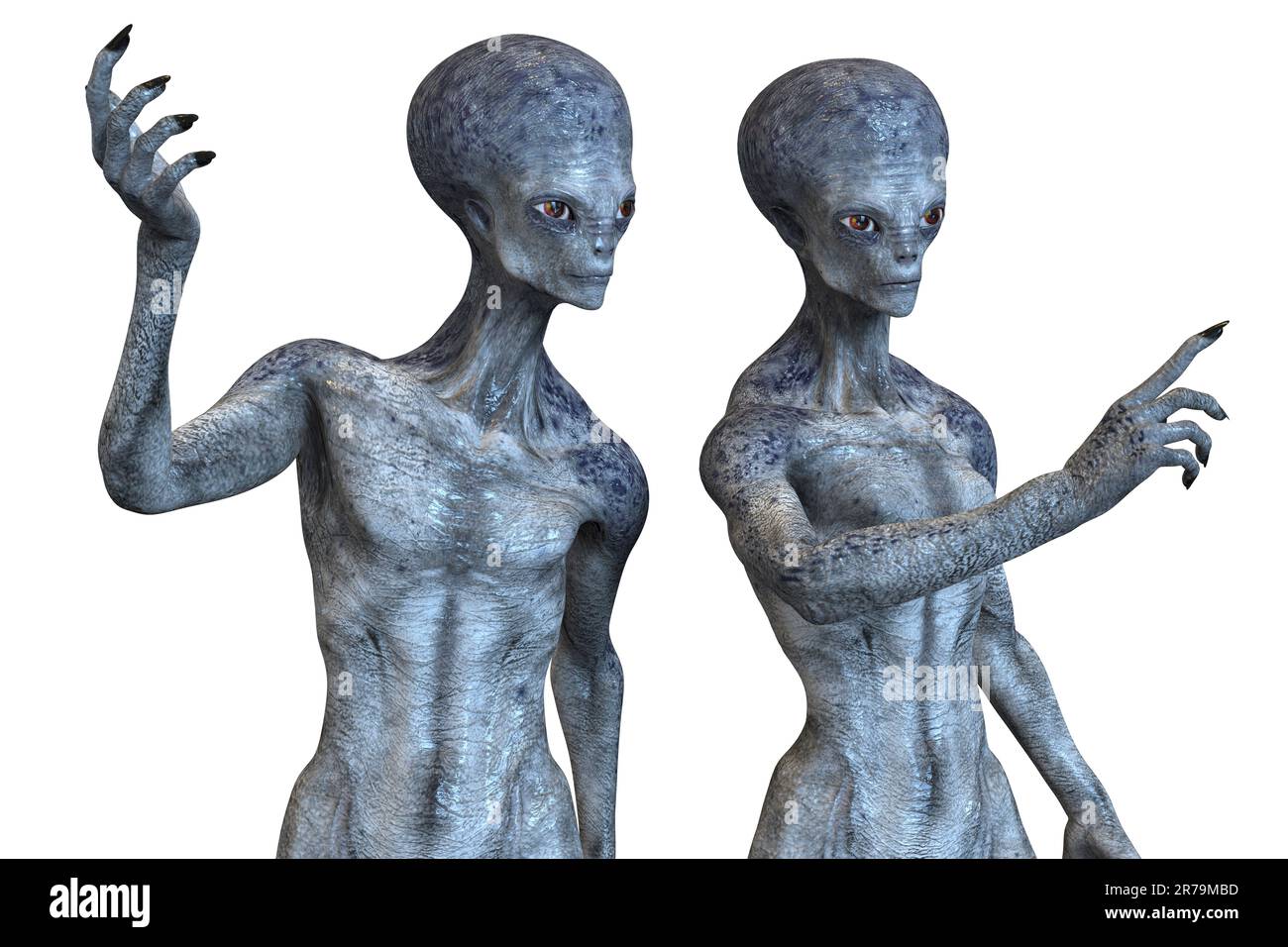 Two humanoid aliens talking between themselves with photo realistic ...