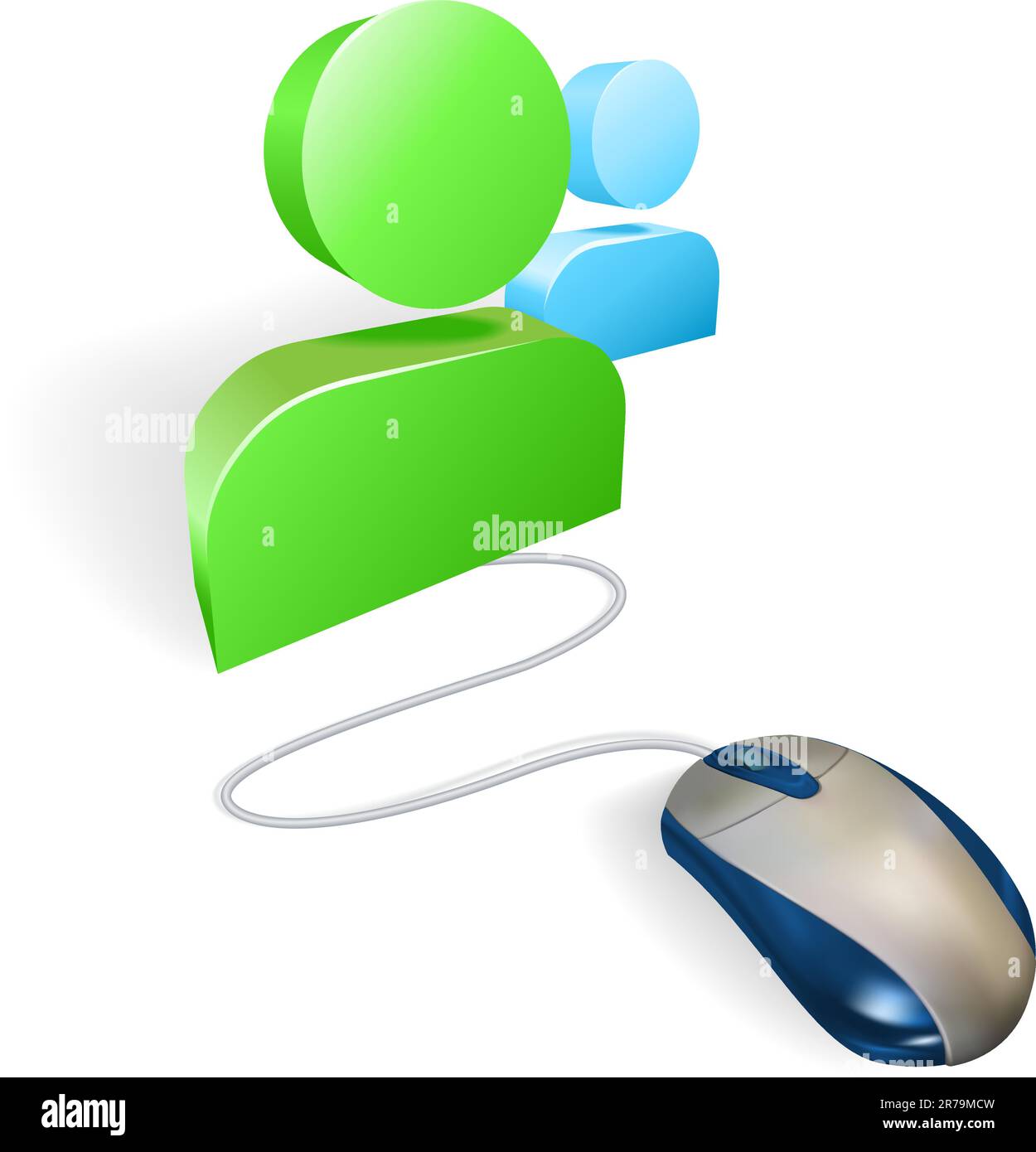 A mouse connected to a social media icon. Concept for online social ...