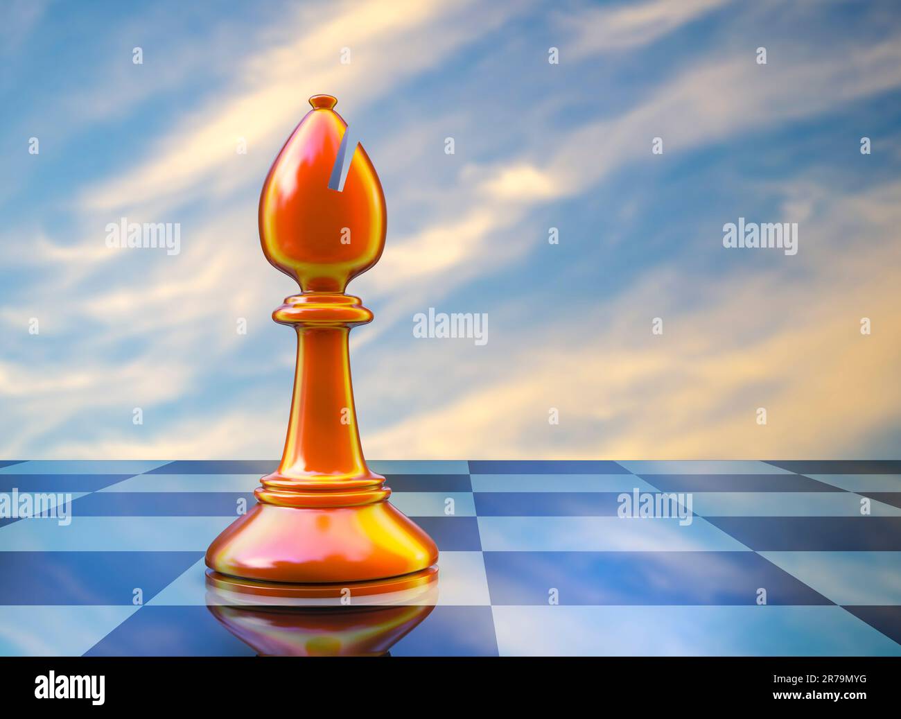 Chess bishop figure on chess board, 3D illustration Stock Photo - Alamy