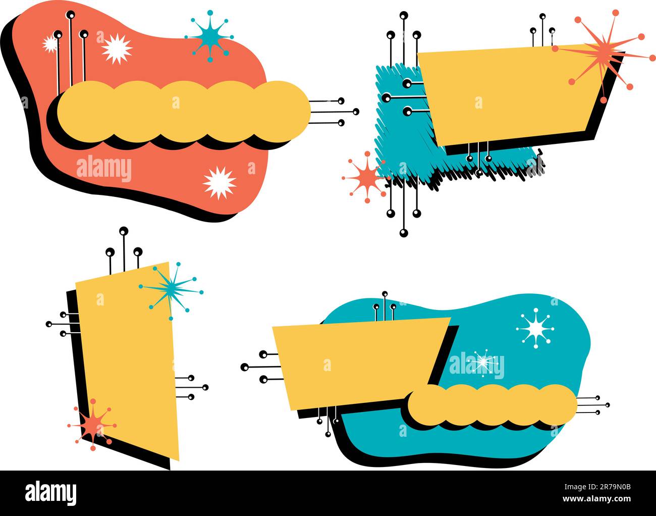 Collection of cute retro frames stars and abstract background Stock ...