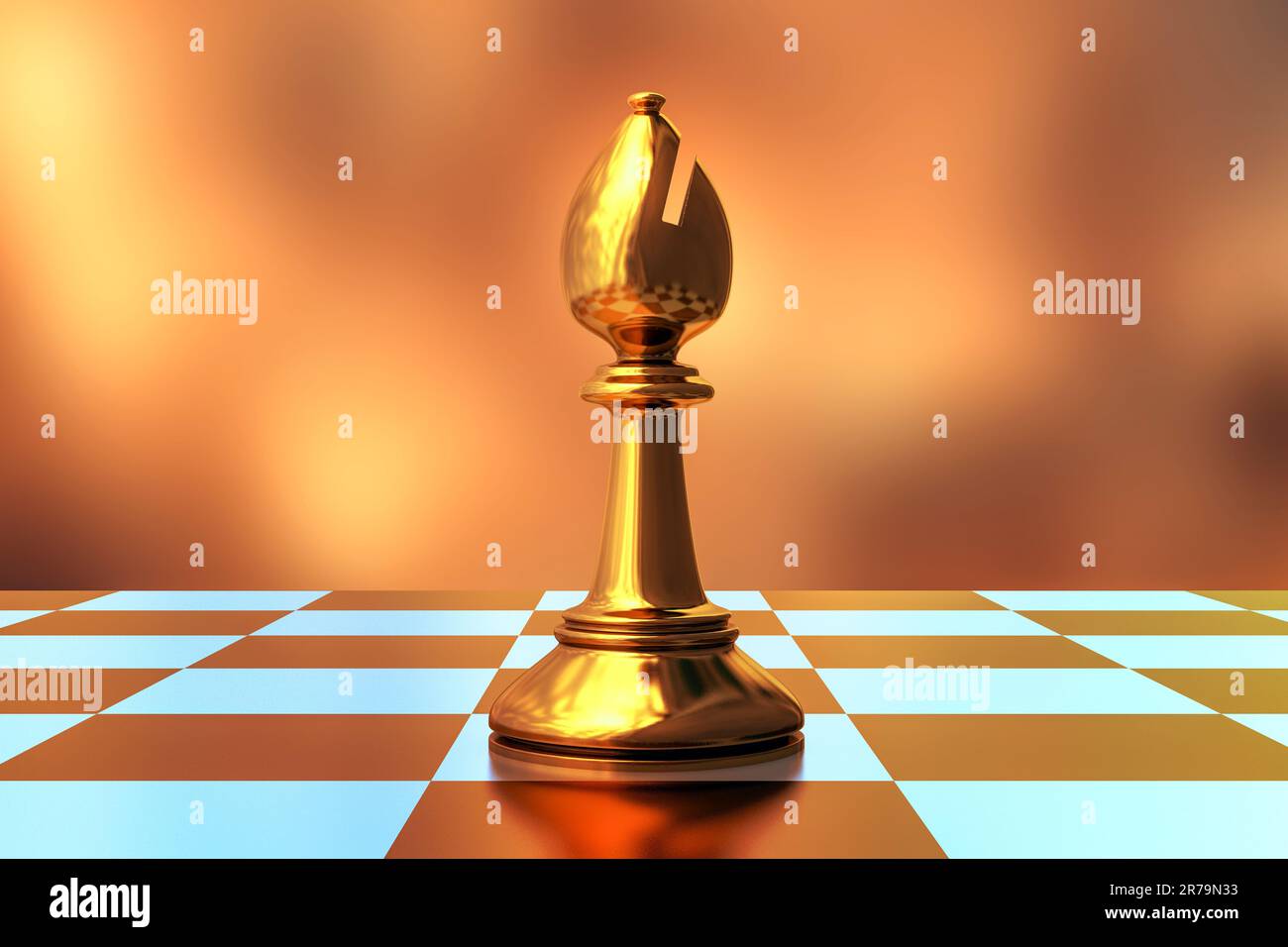 Chess bishop figure on chess board, 3D illustration Stock Photo - Alamy