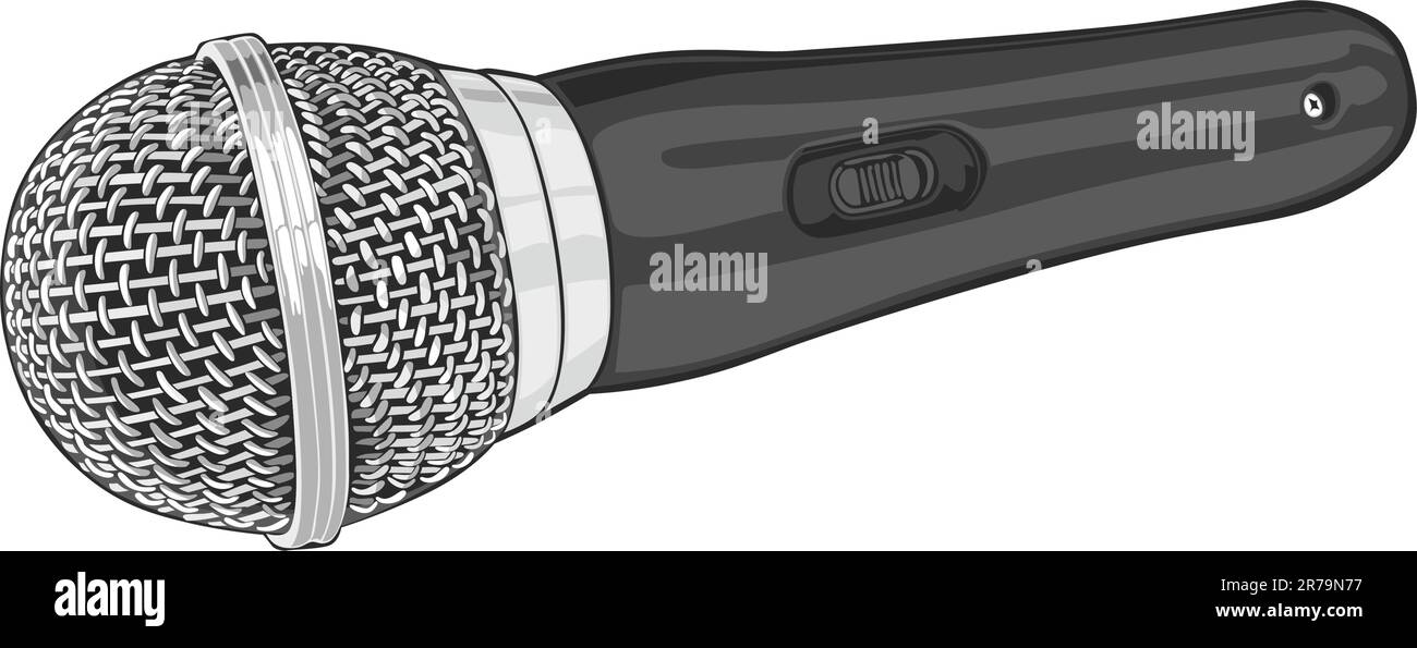 fully editable vector illustration of silver microphone isolated on ...