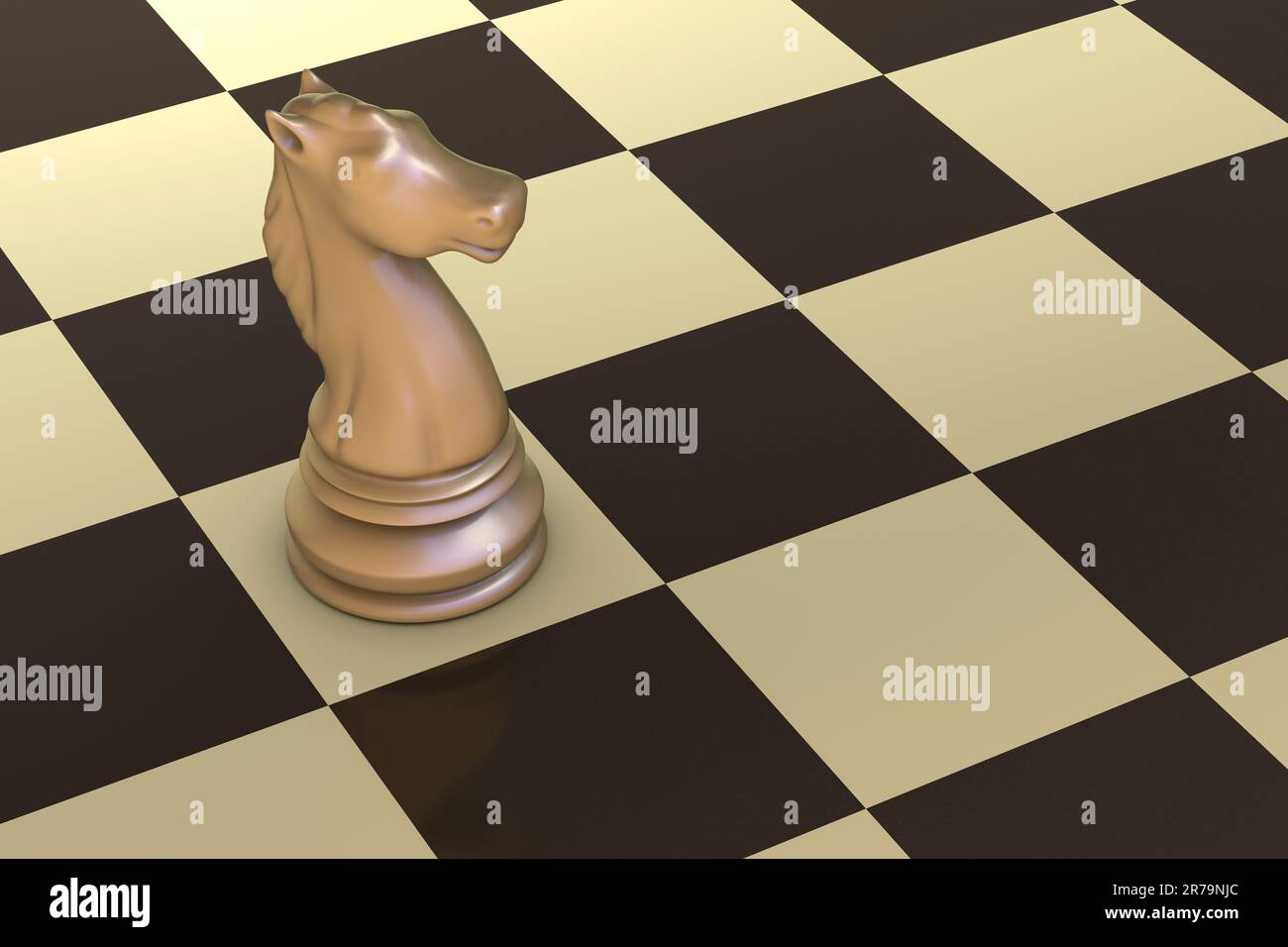 Chess knight on chess board, close-up view, 3D illustration Stock Photo ...