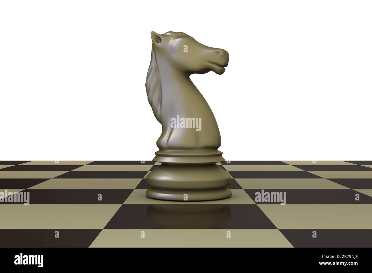 Chess knight on chess board, close-up view, 3D illustration Stock Photo ...