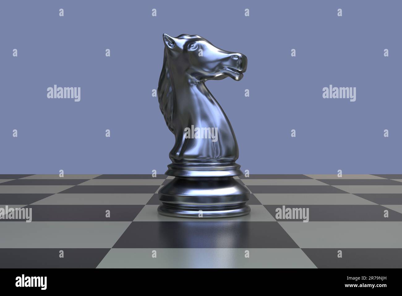 Chess knight on chess board, close-up view, 3D illustration Stock Photo ...