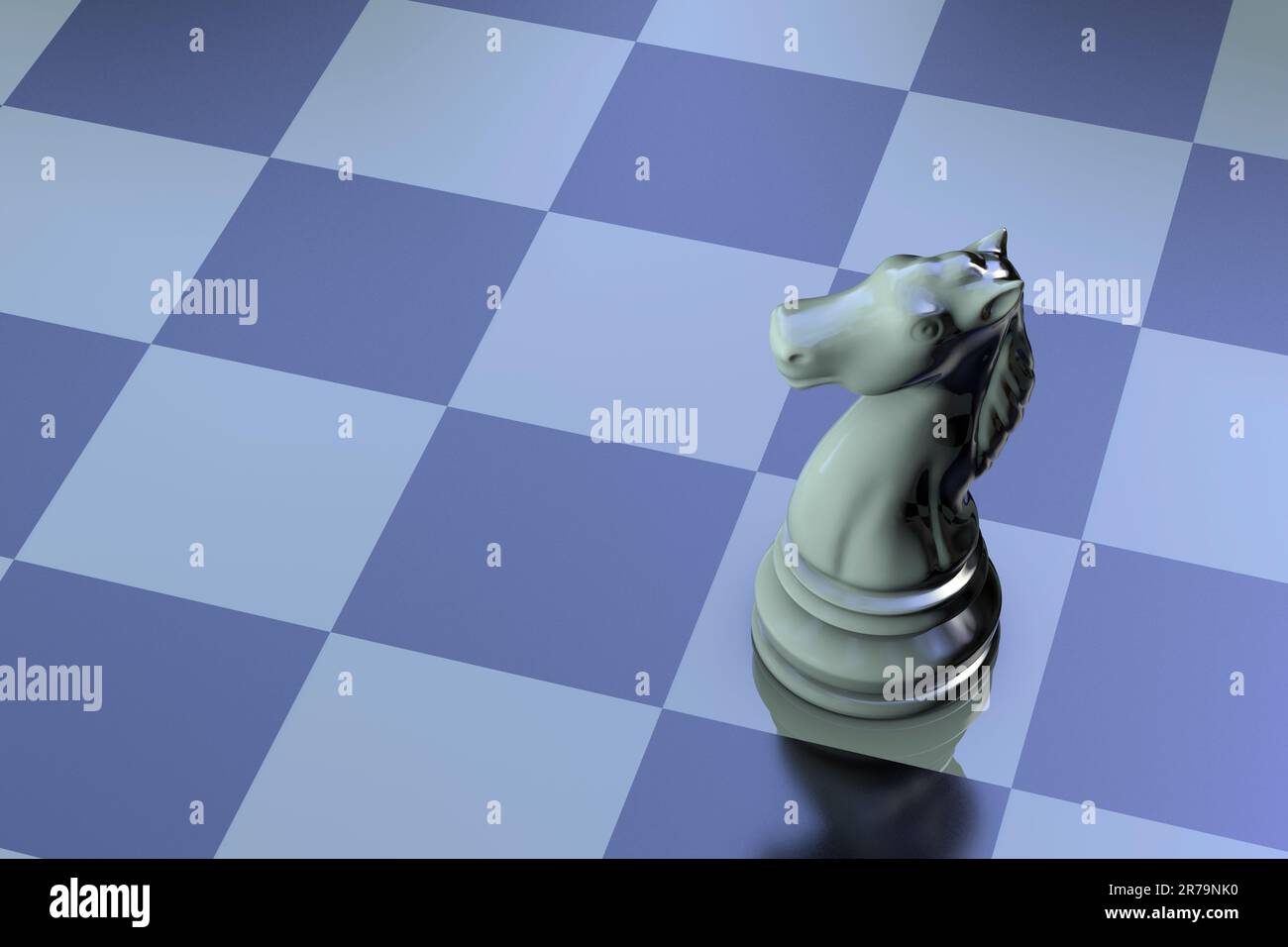 Chess knight on chess board, close-up view, 3D illustration Stock Photo ...