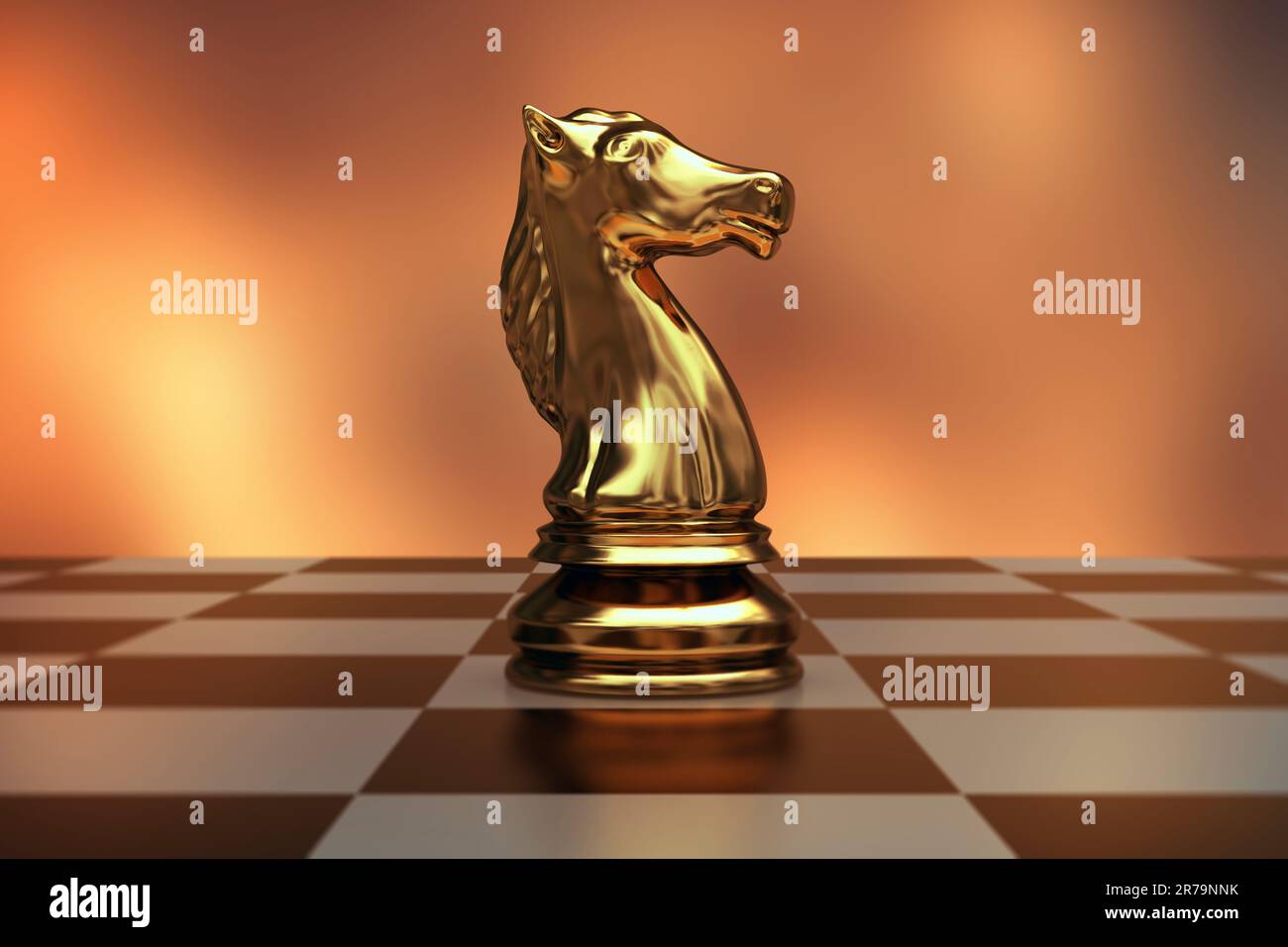 Chess knight on chess board, close-up view, 3D illustration Stock Photo ...
