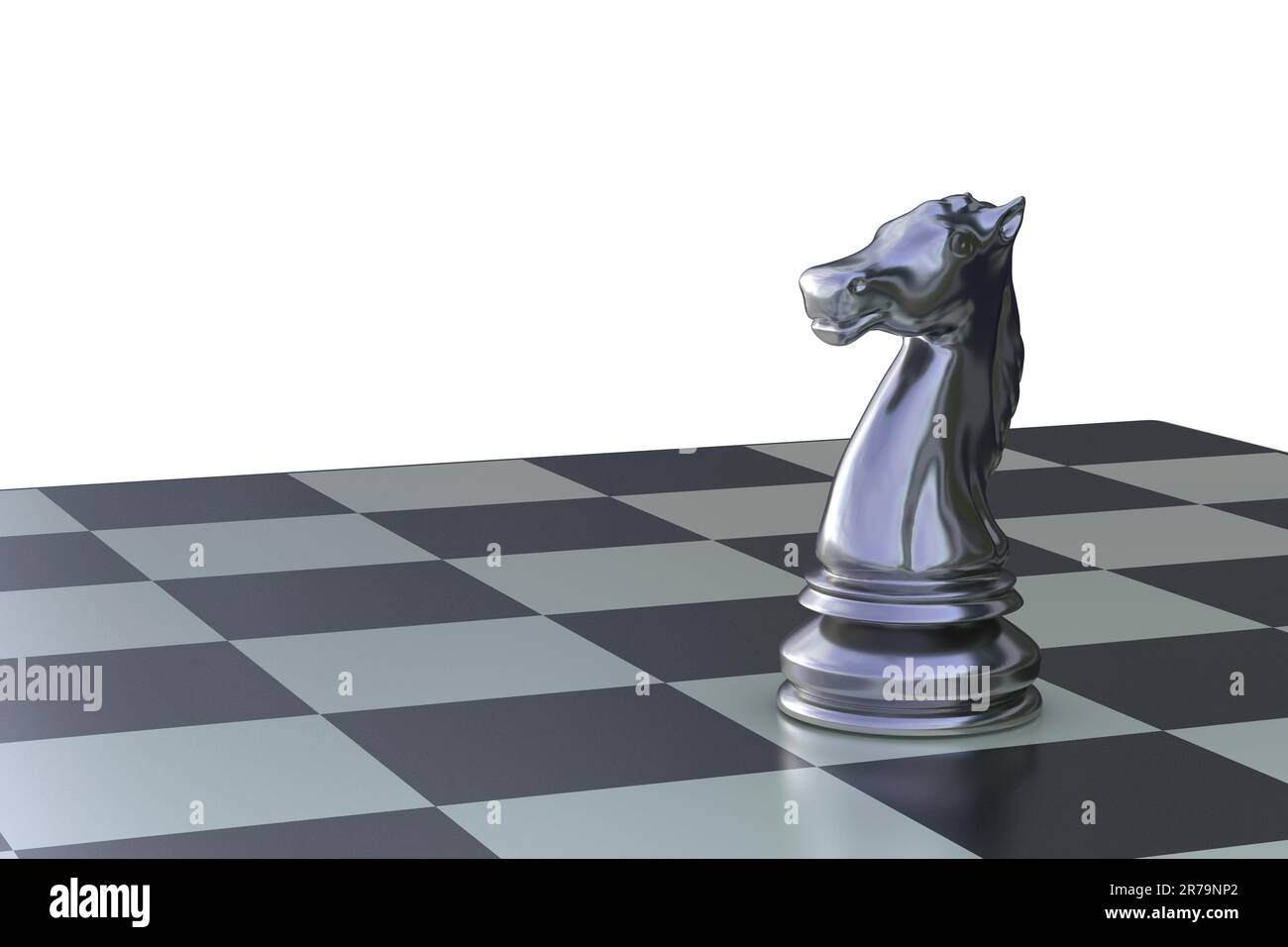 Chess knight on chess board, close-up view, 3D illustration Stock Photo ...