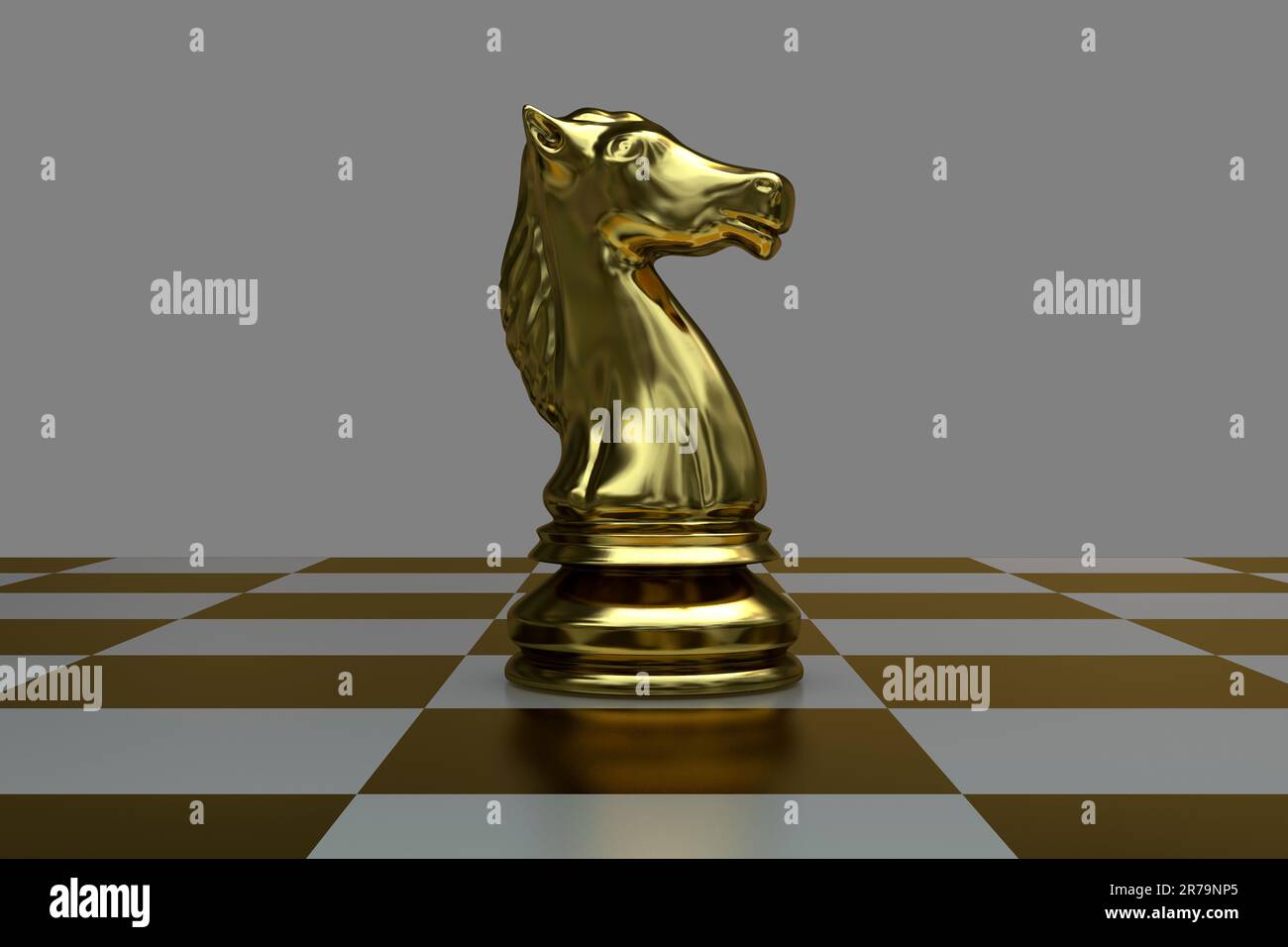 Chess knight on chess board, close-up view, 3D illustration Stock Photo ...