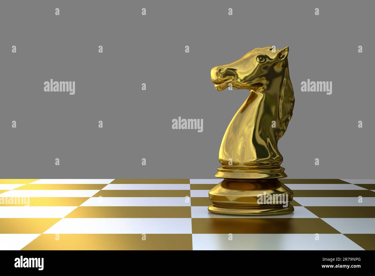 Chess knight on chess board, close-up view, 3D illustration Stock Photo ...