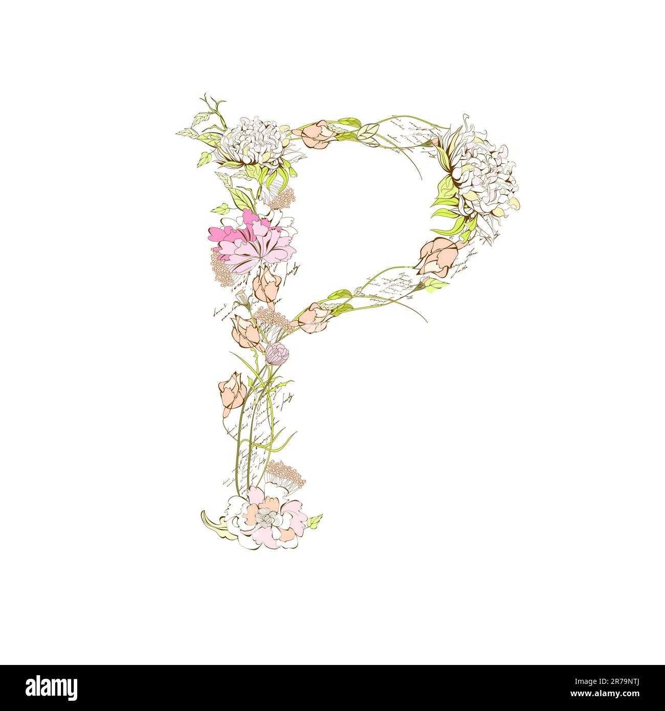 Spring floral font, Letter P Stock Vector Image & Art - Alamy