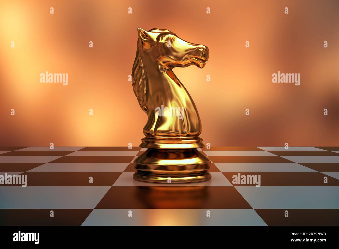 Chess knight on chess board, close-up view, 3D illustration Stock Photo ...