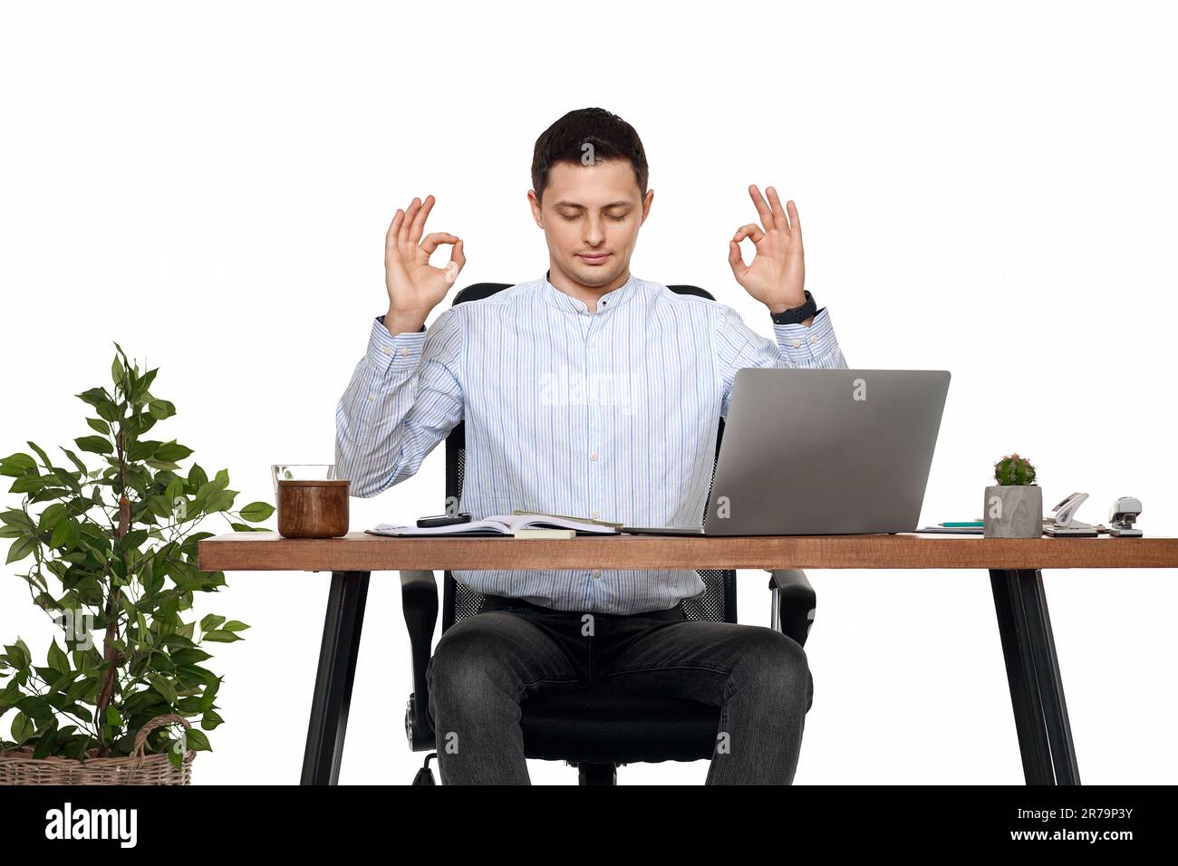 Businessman sitting in yoga pose hi-res stock photography and images ...
