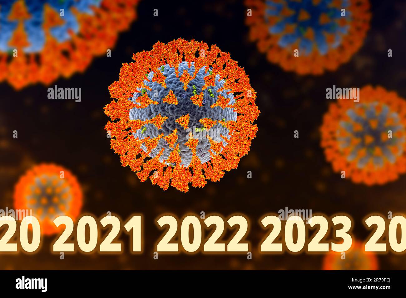 Illustration of coronavirus particles. Coronaviruses are a group of ...