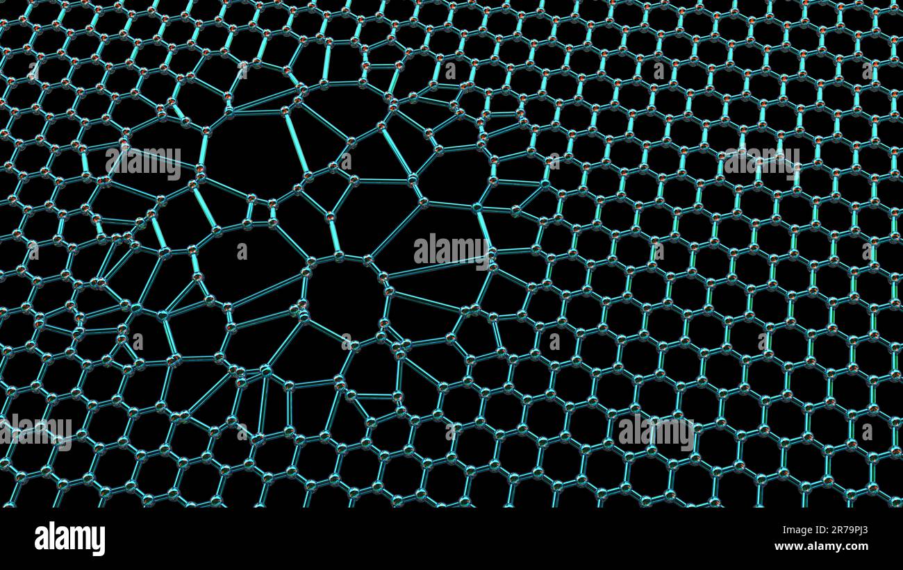 Graphene disorders, conceptual computer illustration. Graphene is an ...