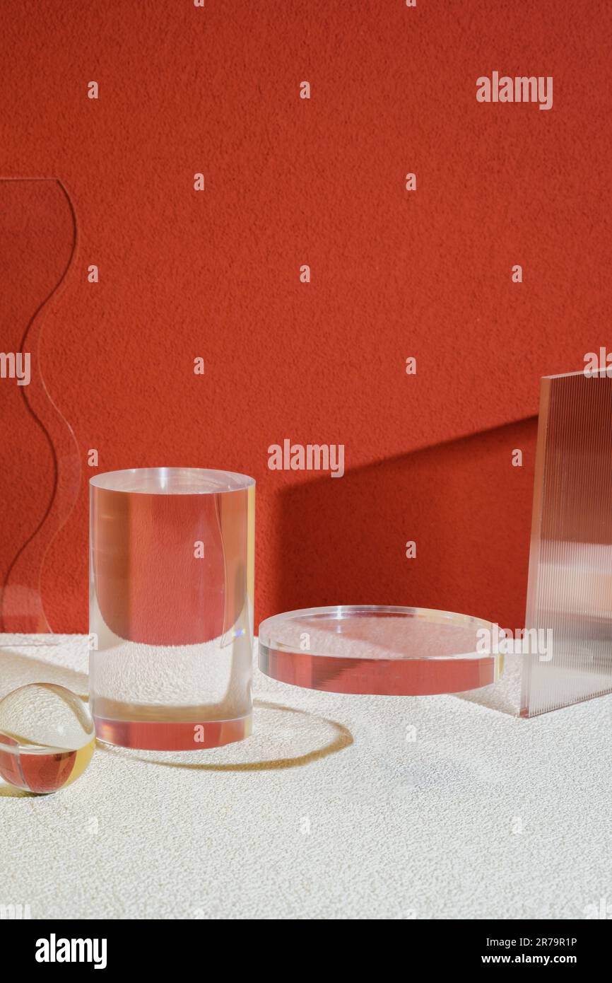 Transparency glass pedestal product display modern background light and ...
