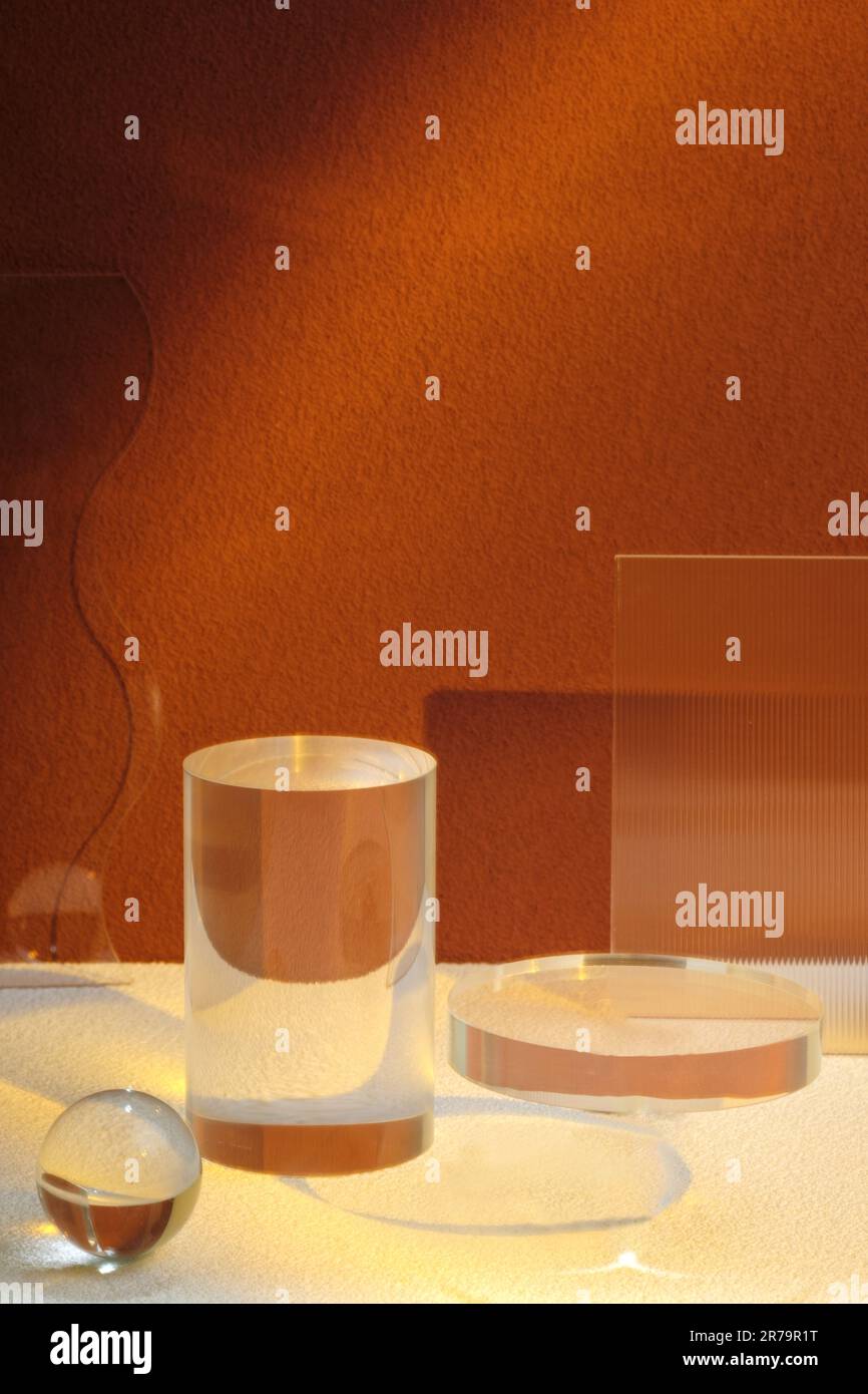 Transparency glass pedestal product display modern background light and ...