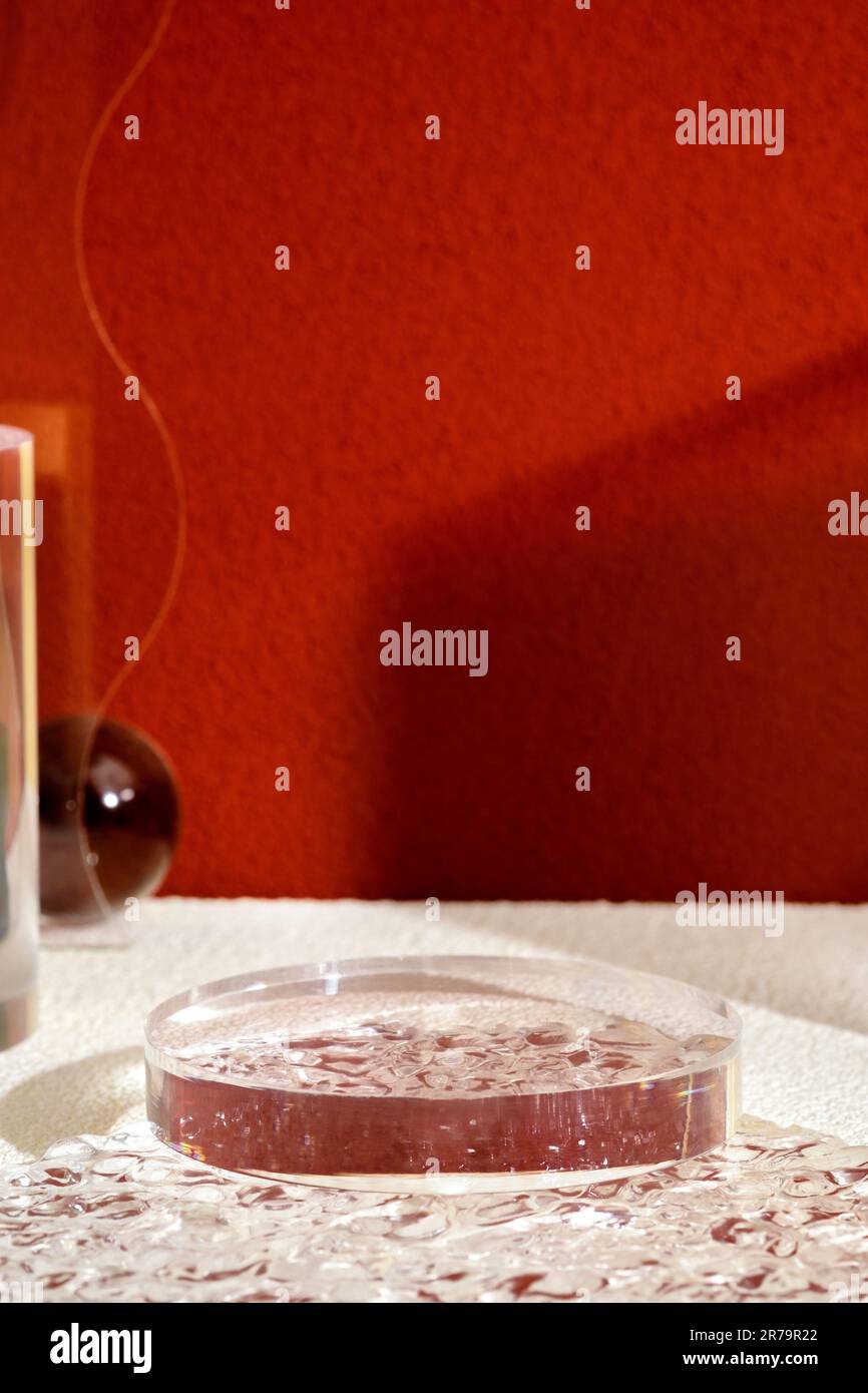 Transparency Glass Pedestal Product Display Modern Background Light And Shadow Refection