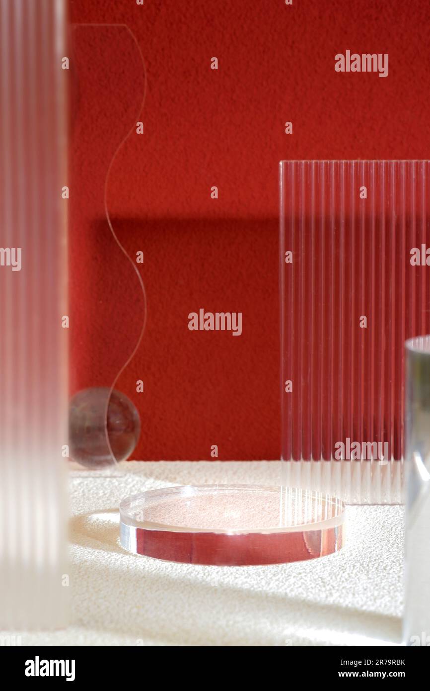 Transparency glass pedestal product display modern background light and ...