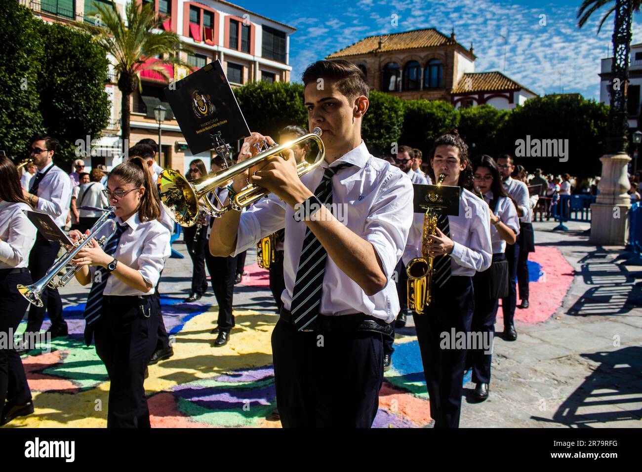 Music band participating at the Corpus Christi procession, an age-old ...