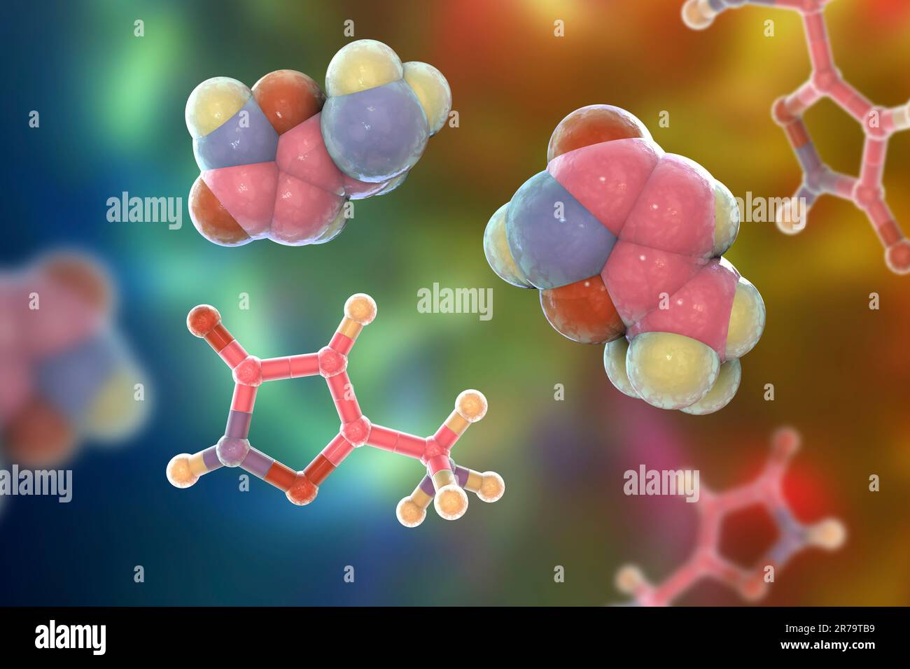 Muscimol molecule, 3D illustration. The main psychoactive constituent ...