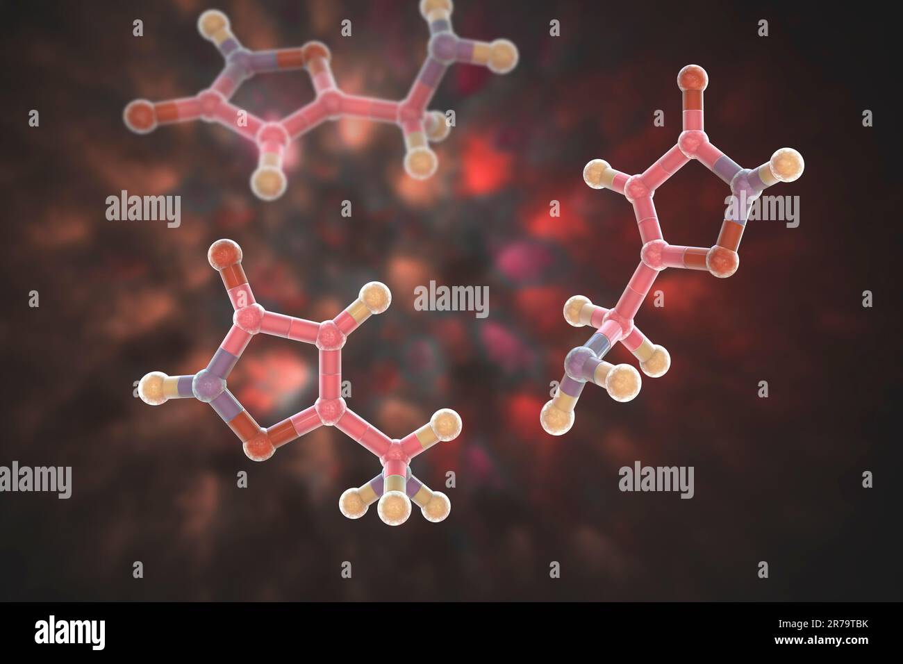 Muscimol molecule, 3D illustration. The main psychoactive constituent ...