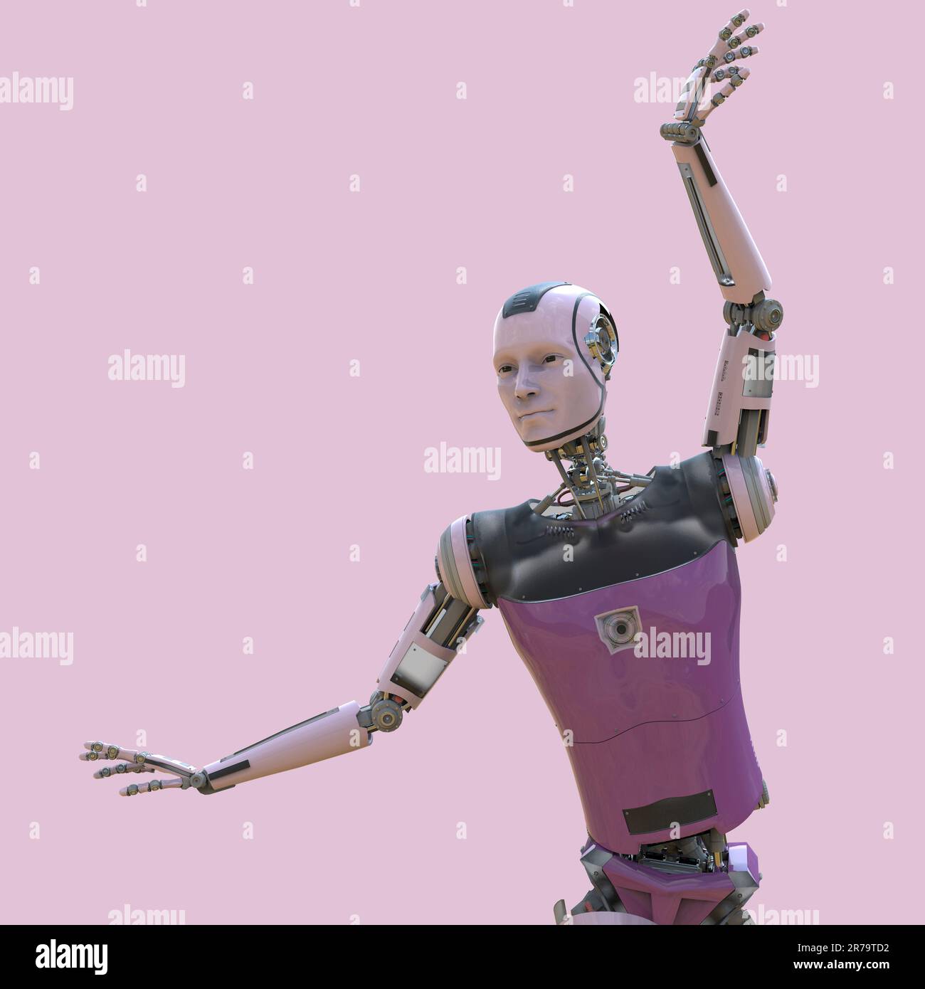 Robot ballet dancer, 3D illustration. Dancing humanoid robot. Android ...