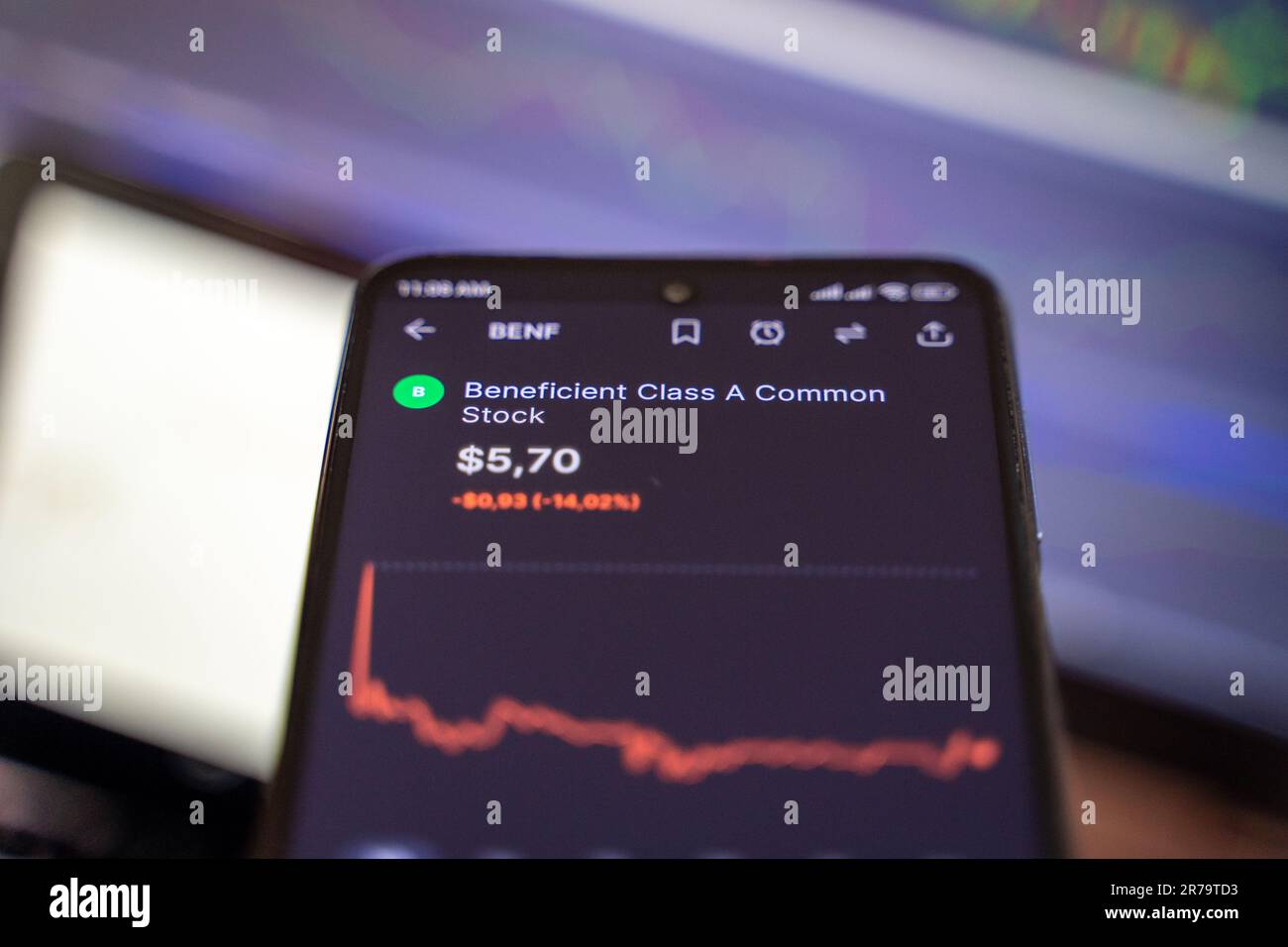 Stock market graph of Beneficient company on smartphone screen Stock ...