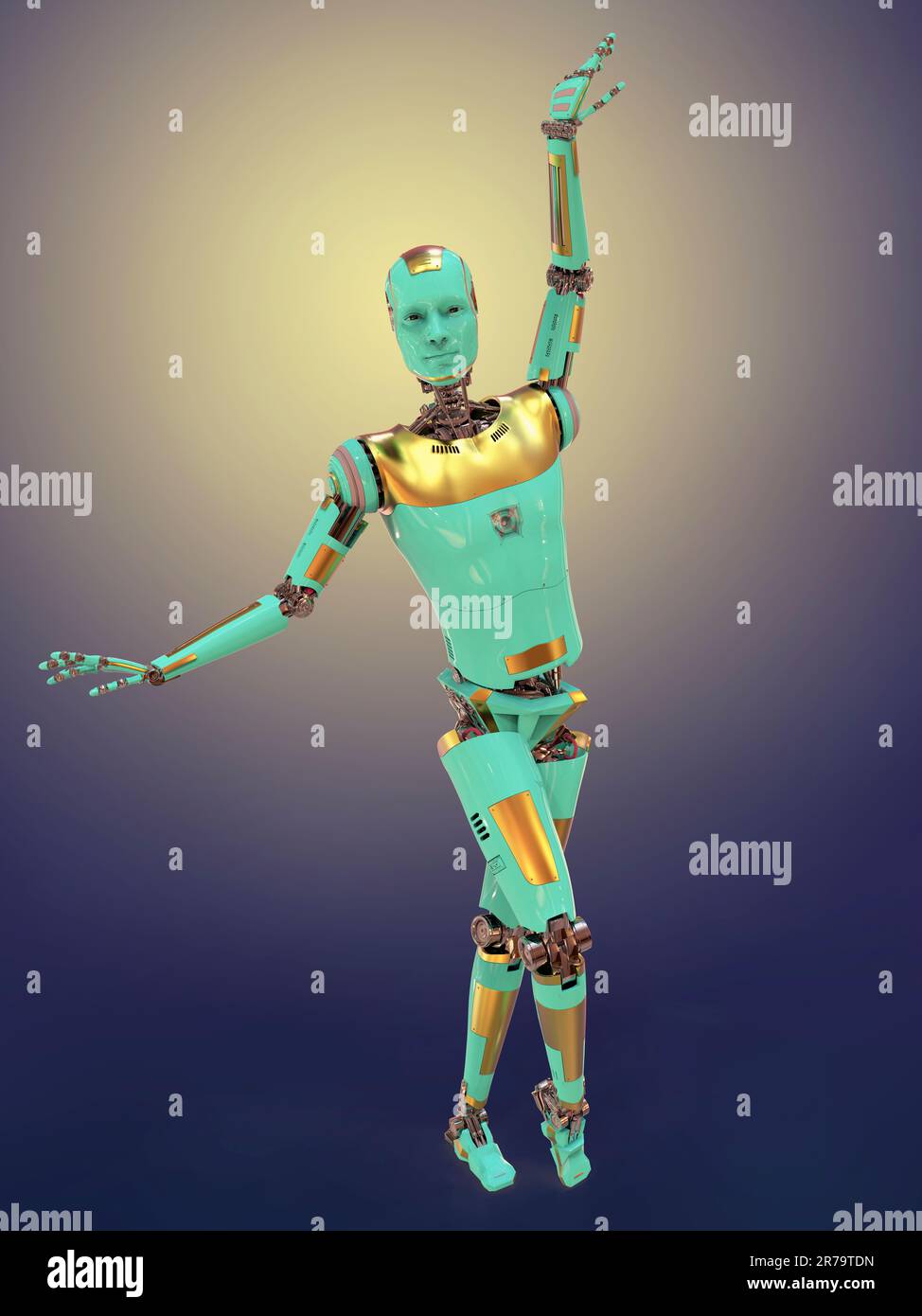 Robot ballet dancer, 3D illustration. Dancing humanoid robot. Android ...