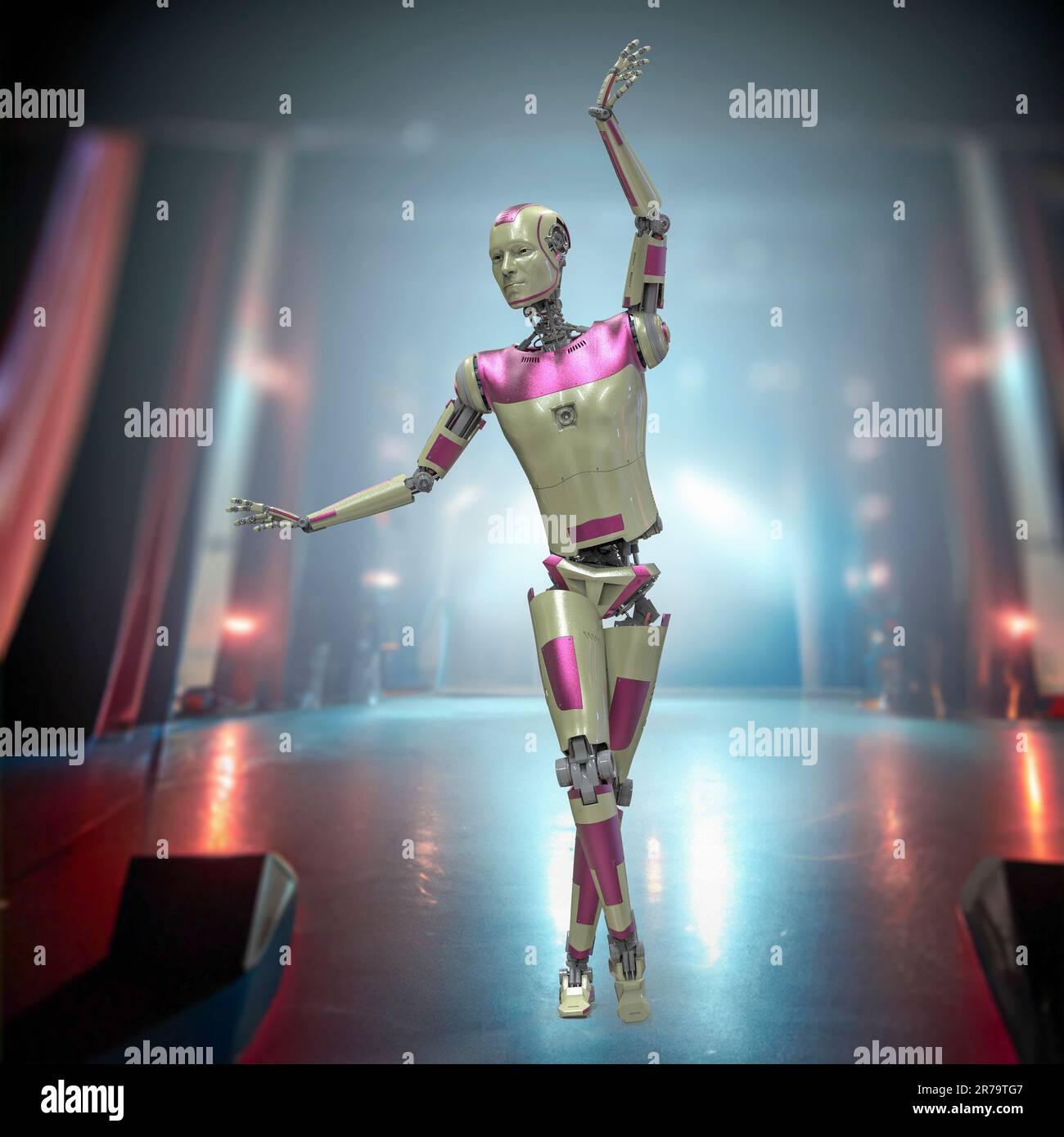 Robot ballet dancer, 3D illustration. Dancing humanoid robot. Android ...
