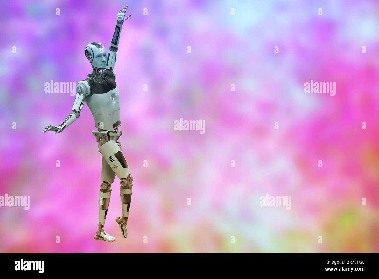 Robot ballet dancer, 3D illustration. Dancing humanoid robot. Android ...