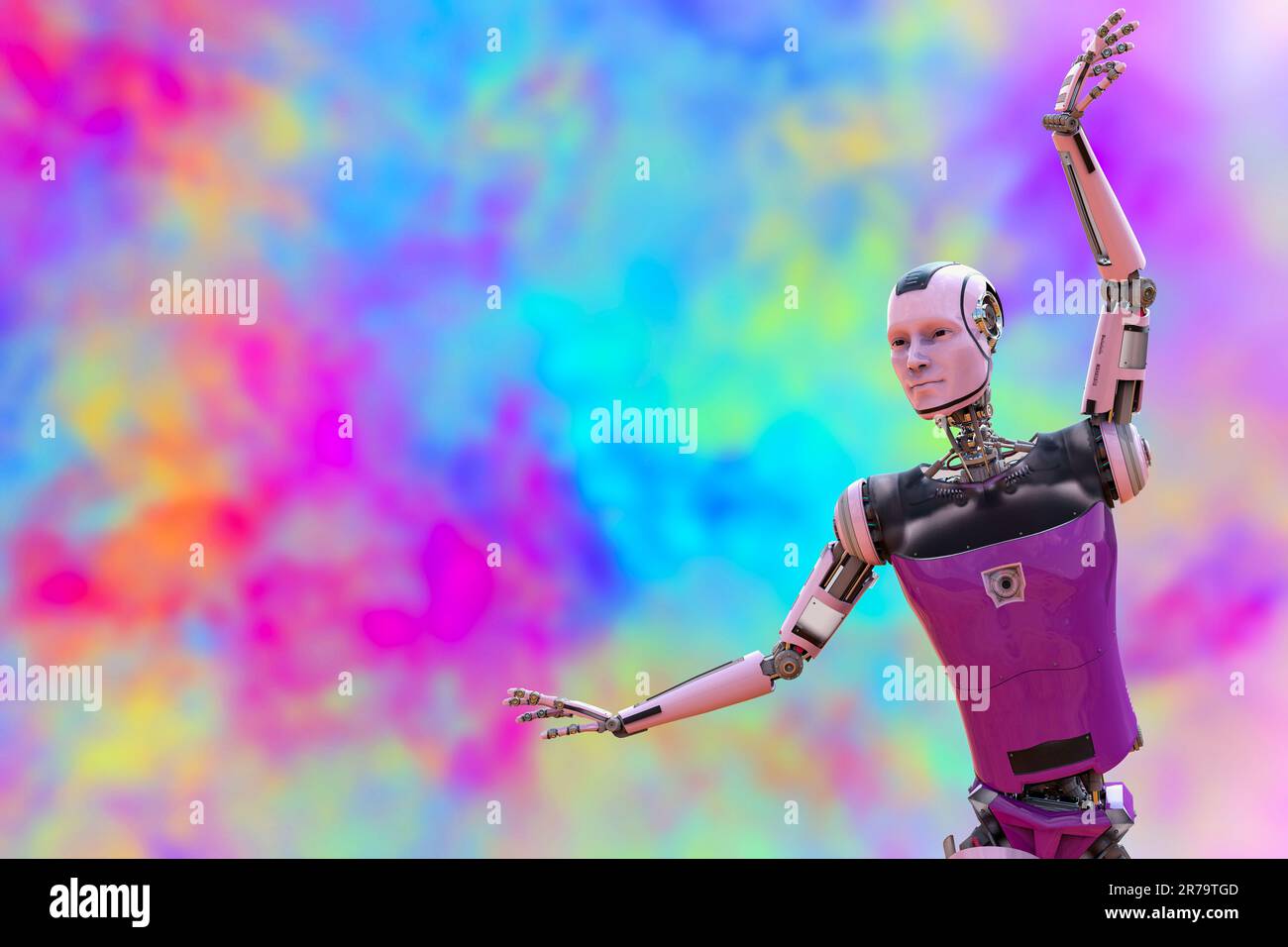 Robot ballet dancer, 3D illustration. Dancing humanoid robot. Android ...